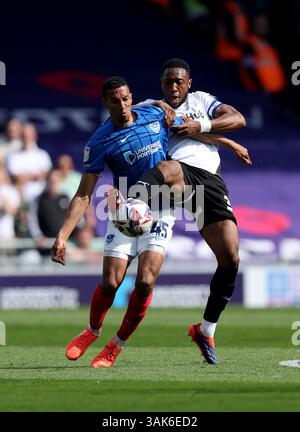 Derby County's Ebou Adams (right) and Preston North End's Alfie Devine ...