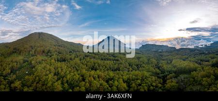 Aerial View of Mount Inerie in the Morning with Forest and Mist Stock ...