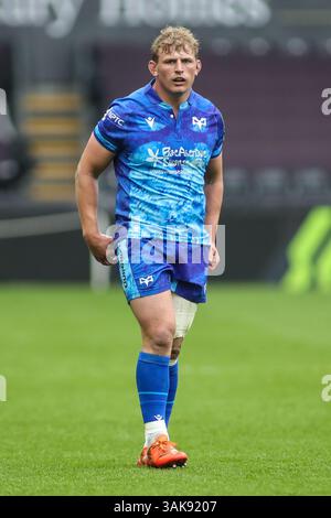 Swansea, Wales, UK. 12th April, 2025. Theo William of Lyon Olympique ...