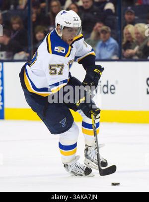 St. Louis Blues left wing Jake Neighbours (63) in the second period of ...