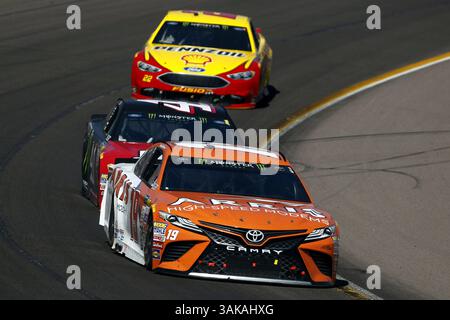 Daniel Suarez drives during a NASCAR Cup Series auto race at Hermanos ...