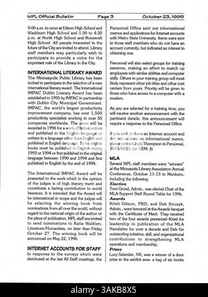 The Minneapolis Public Library official 1995 bulletin contains ...