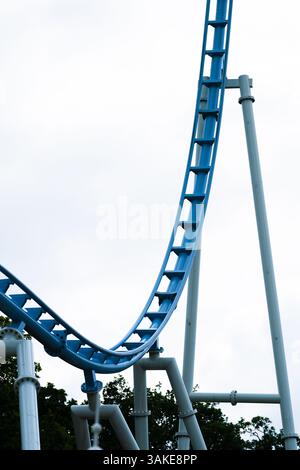 Roller coaster rails at an amusement park Stock Photo - Alamy