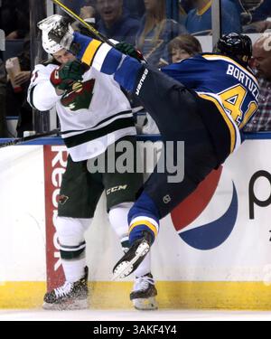 St. Louis Blues' Robert Bortuzzo shoots during the second period of an ...