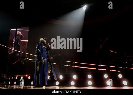 LONDON, ENGLAND: Teddy Swims peforms at Wembley Arena. Featuring: Teddy ...