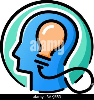 Head with gear icon. Symbols of forward thinking, intelligence ...