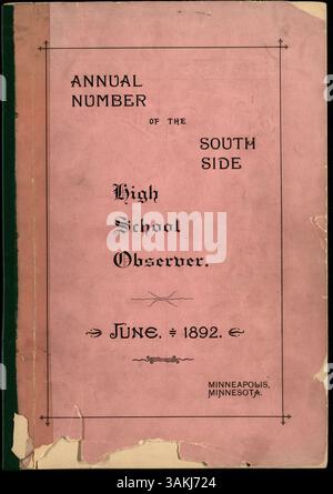 This 1892 yearbook from South High, originally Adams School, lists the ...