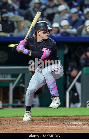 Minnesota Twins' Harrison Bader (12) swings during the second inning of ...