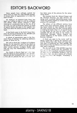 The 1956 Antler yearbook from Minnehaha Academy provides a historical ...