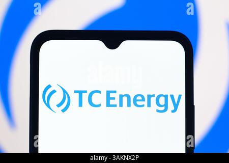 In this photo illustration, the TC Energy company logo is seen ...