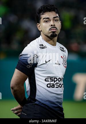Matheus Bidu of Corinthians during the match against Palmeiras in the ...