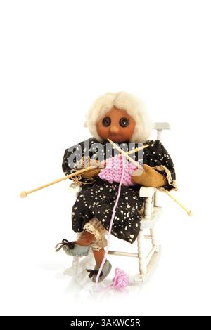 knitting grandma sitting in a rocking chair Stock Photo - Alamy