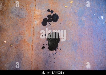 Oil Stain on Rusty Metal Surface, Industrial Background Stock Photo - Alamy
