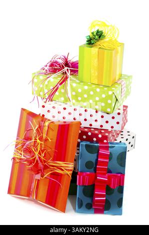 Pile of colorfully wrapped presents Stock Photo - Alamy