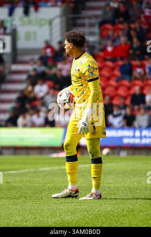 AFC Wimbledon goalkeeper Owen Goodman celebrates with team-mate Josh ...
