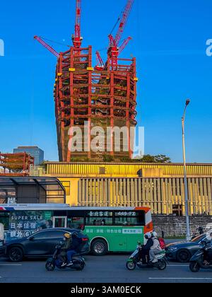 Taipei, Taiwan, Construction Site, Twin Towers, Office Building Project ...