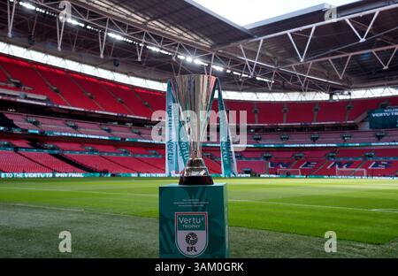 View of the trophy before the Vertu Trophy Final at Wembley Stadium ...