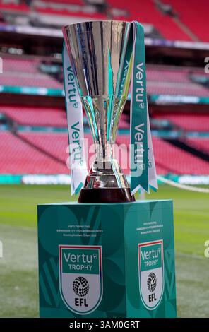 View of the trophy before the Vertu Trophy Final at Wembley Stadium ...