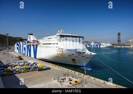 The GNV-operated cross-Mediterranean ferry GNV Spirit arriving at the ...