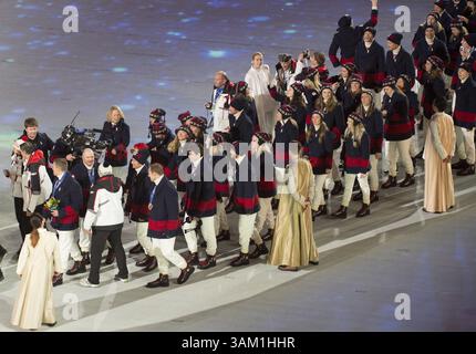 Team USA enters Fisht Olympic Stadium during the Closing Ceremony for ...