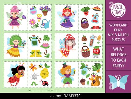 Vector fairytale mix and match puzzle with princess, king, knight ...