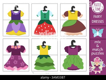 Vector fairytale mix and match puzzle with princess, king, knight ...