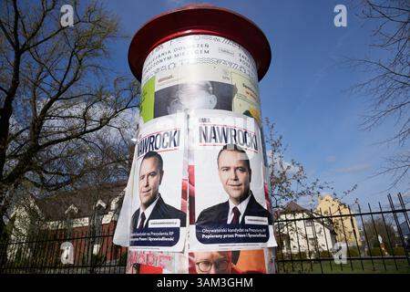 Conservative presidential candidate Karol Nawrocki greetings in Warsaw ...