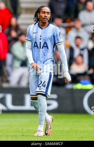Djed Spence of Tottenham Hotspur on the ball during the Premier League ...