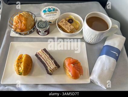 Afternoon Tea in the British Airways Club class Stock Photo - Alamy
