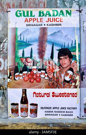 Vintage poster advertising Gul Badan apple juice from Srinagar, Kashmir ...