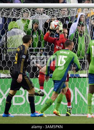 Seattle Sounders FC goalkeeper Stefan Frei enters the field before an ...