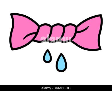 Cartoon doodle drawing of wringing out wet cloth. Simple black and ...