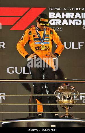 The podium (L to R): Oscar Piastri (AUS) McLaren, second; Neil Houldey ...