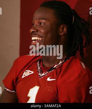 Florida State quarterback Xavier Lee enjoys a laugh during FSU football ...