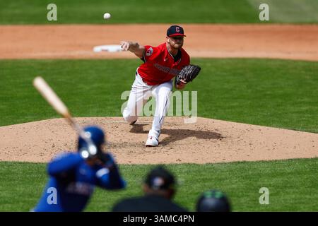 Cleveland Guardians pitcher Ben Lively throws during the fourth inning ...