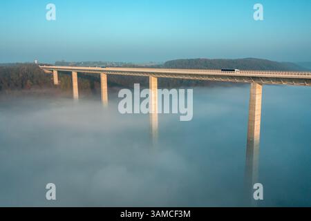Drone aerial image with Kochertalbrucke, Germany's highest bridge ...