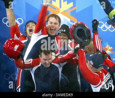 USA-2 4 man bobsled with driver Brian Shimer, Bryan Leturgez, Karlos ...