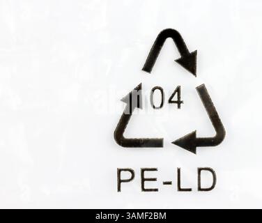 PE-LD 04 PE PE-LD Low-Density Polyethylene 4 stamp on plastic bag ...
