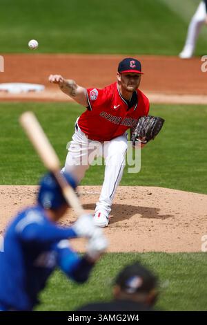 Cleveland Guardians pitcher Ben Lively throws during the fourth inning ...