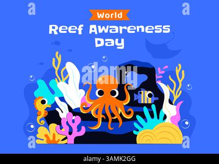 World Reef Awareness Day Vector Illustration on June 1, Featuring ...