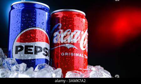 POZNAN, POL - APR 02, 2025: Flagship products of The Coca-Cola Company ...