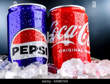 POZNAN, POL - APR 02, 2025: Flagship products of The Coca-Cola Company ...