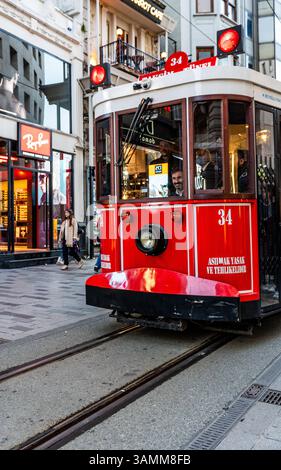 Tram T2 on the historic tram line No. 42 between the stops Prague ...