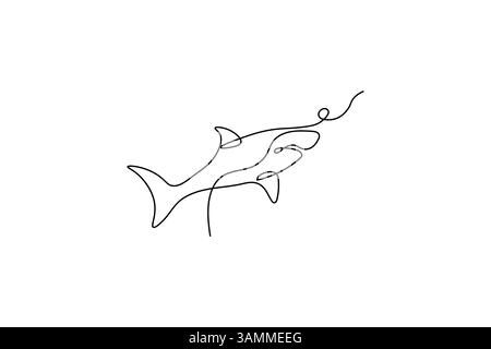 Continuous online drawing of shark fish line art vector creative style ...