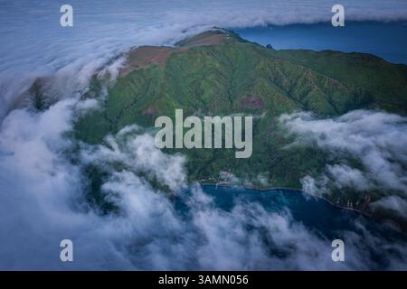Aerial panoramic view of Ostrov Moneron island, Nevelsk, Sakhalin ...