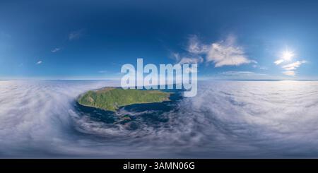 Aerial view of Ostrov Moneron island, Nevelsk, Sakhalin Oblast, Russia ...