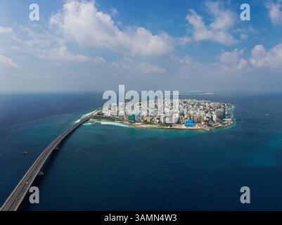 Aerial view of Malè, one of the biggest town on Maldives archipelagos ...