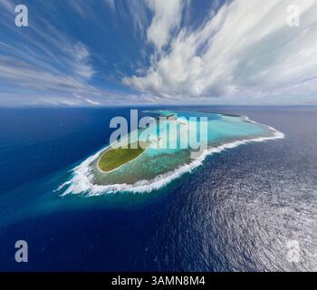 FRENCH POLYNESIA. AERIAL VIEW OF TETIAROA ATOLL. THE FAMOUS ACTOR ...