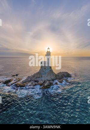 Aerial view of the Aniva Lighthouse. Sakhalin Island, Russia Stock ...