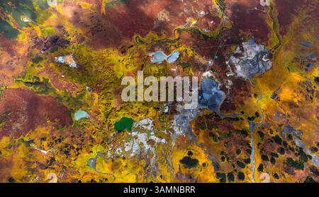 Aerial view of the beautiful caldera Uzon in a scenic landscape of ...
